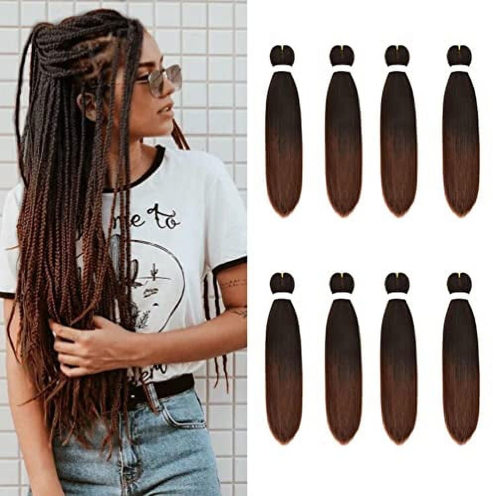 8 Pack Ombre Braiding Hair Pre Stretched - 16" 55G/Pack Premium Kanekalon Pre Stretched Braiding ...