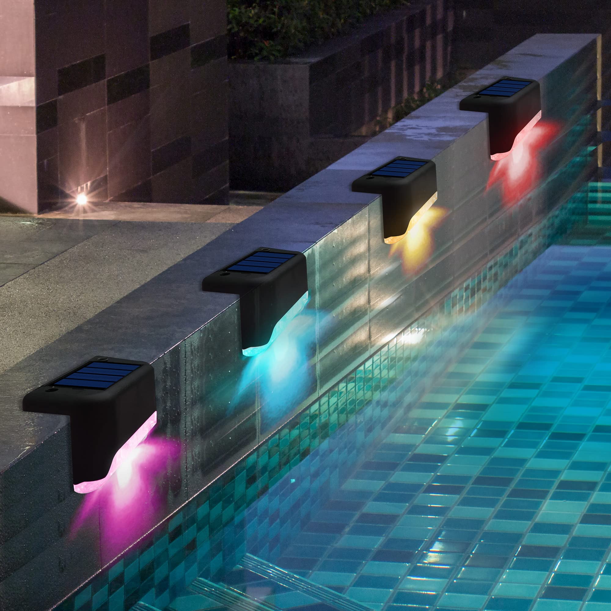 8 Pack Outdoor Solar Lights, Pool Side Lights Color Changing Waterproof ...