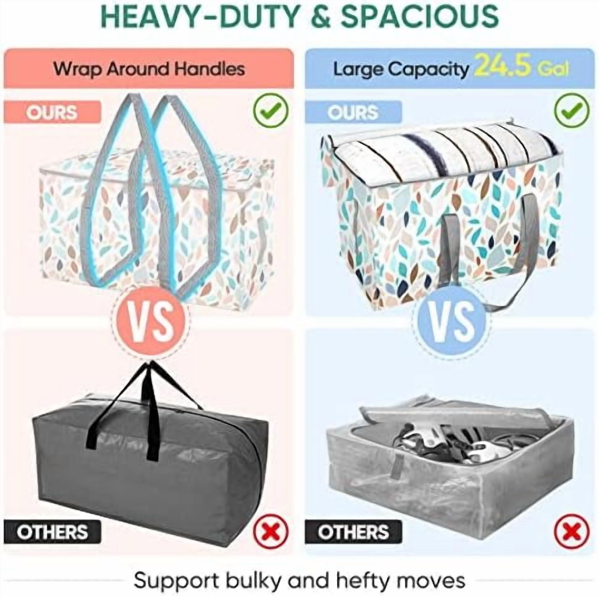 8-Pack Oversized Moving Bags with Reinforced Handles, Heavy-Duty ...