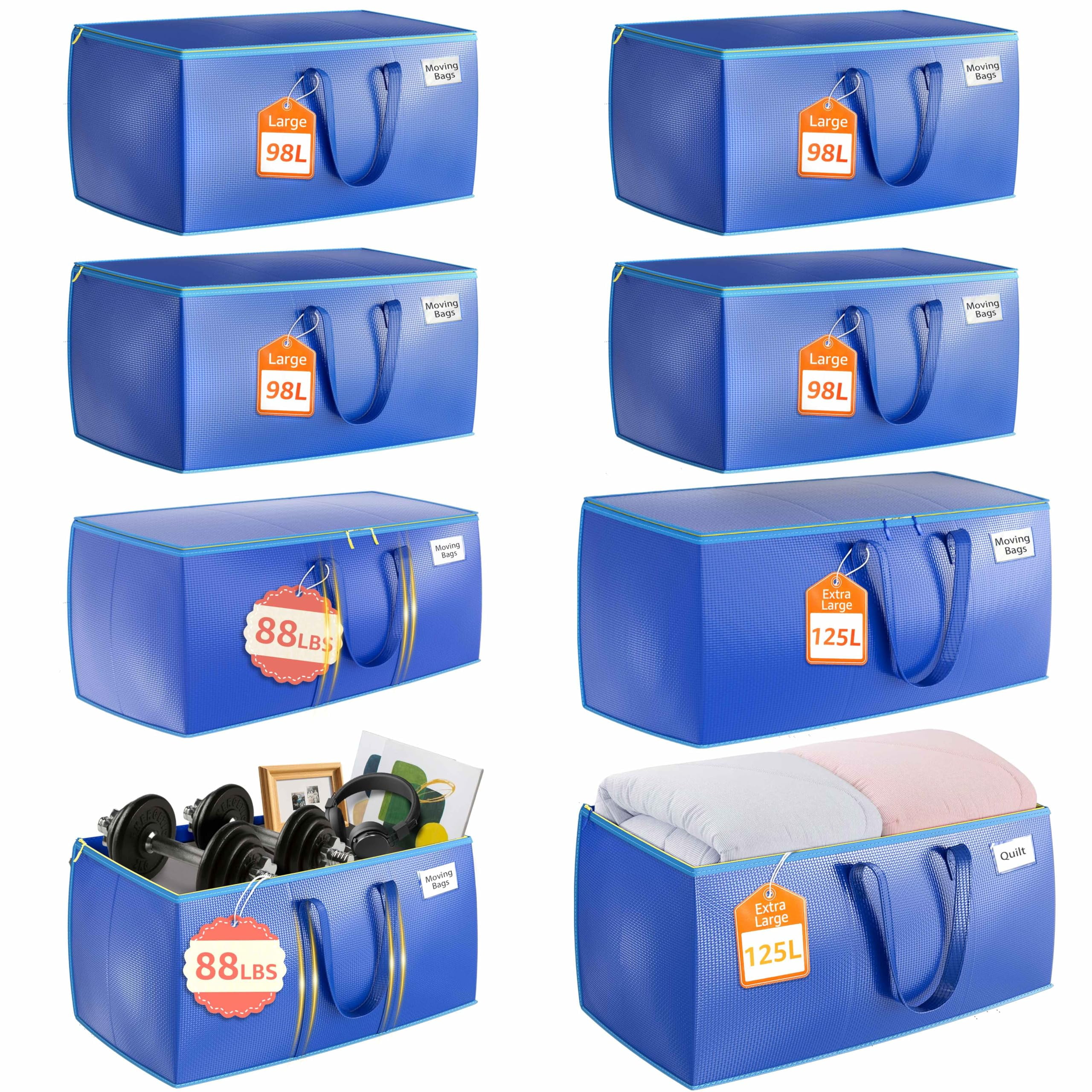 8-Pack Packing Bags for Moving - Extra Large Storage Bags Heavy Duty ...