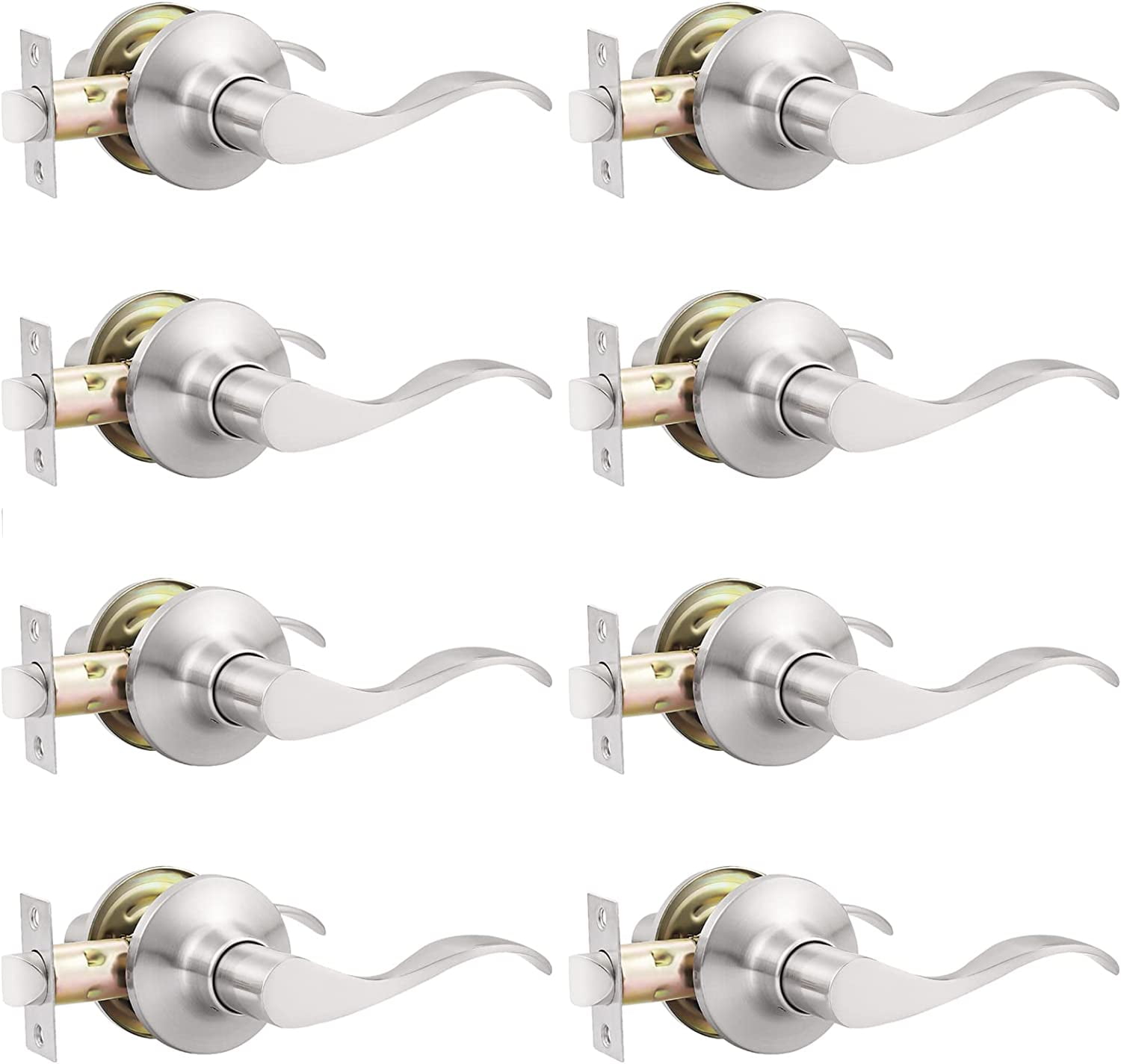 8 Pack Passage Door Levers Brushed Nickel Passage Lever Door Handles ...