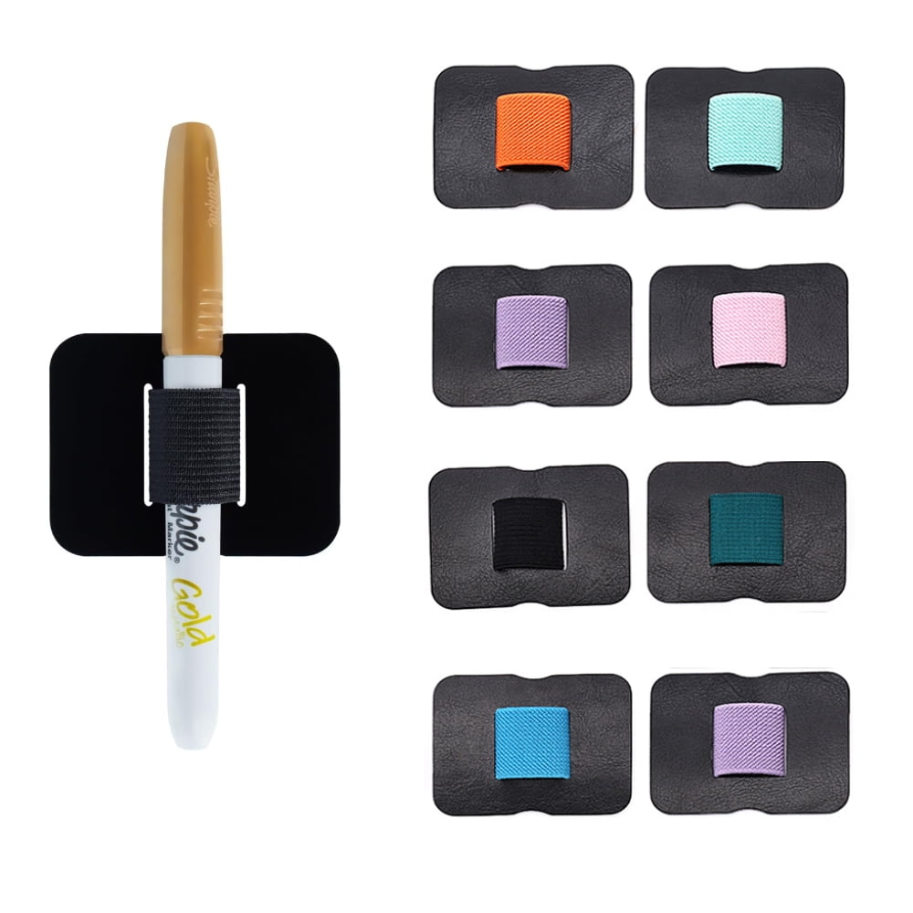 8 Pack Pen Holder for Notebooks, Self-Adhesive Pen/Pencil Loop, PU ...