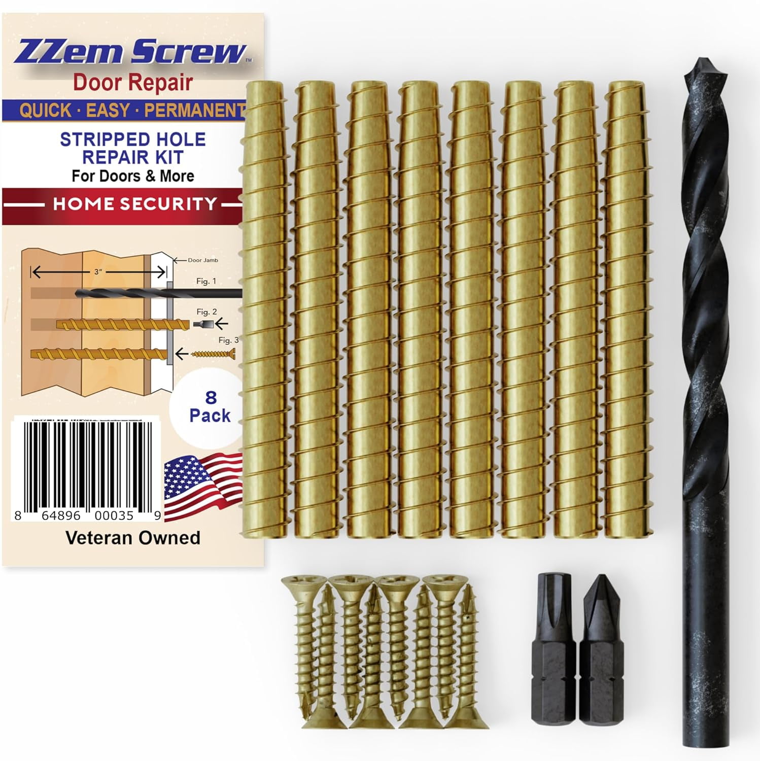 8 Pack Permanent Stripped Screw Hole Repair and Door Reinforcement ...