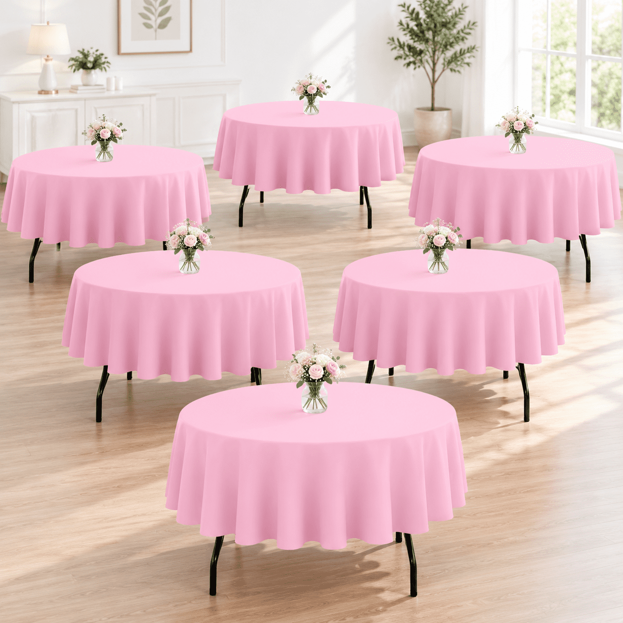 8 Pack Pink Round Tablecloths 90 Inch For 60