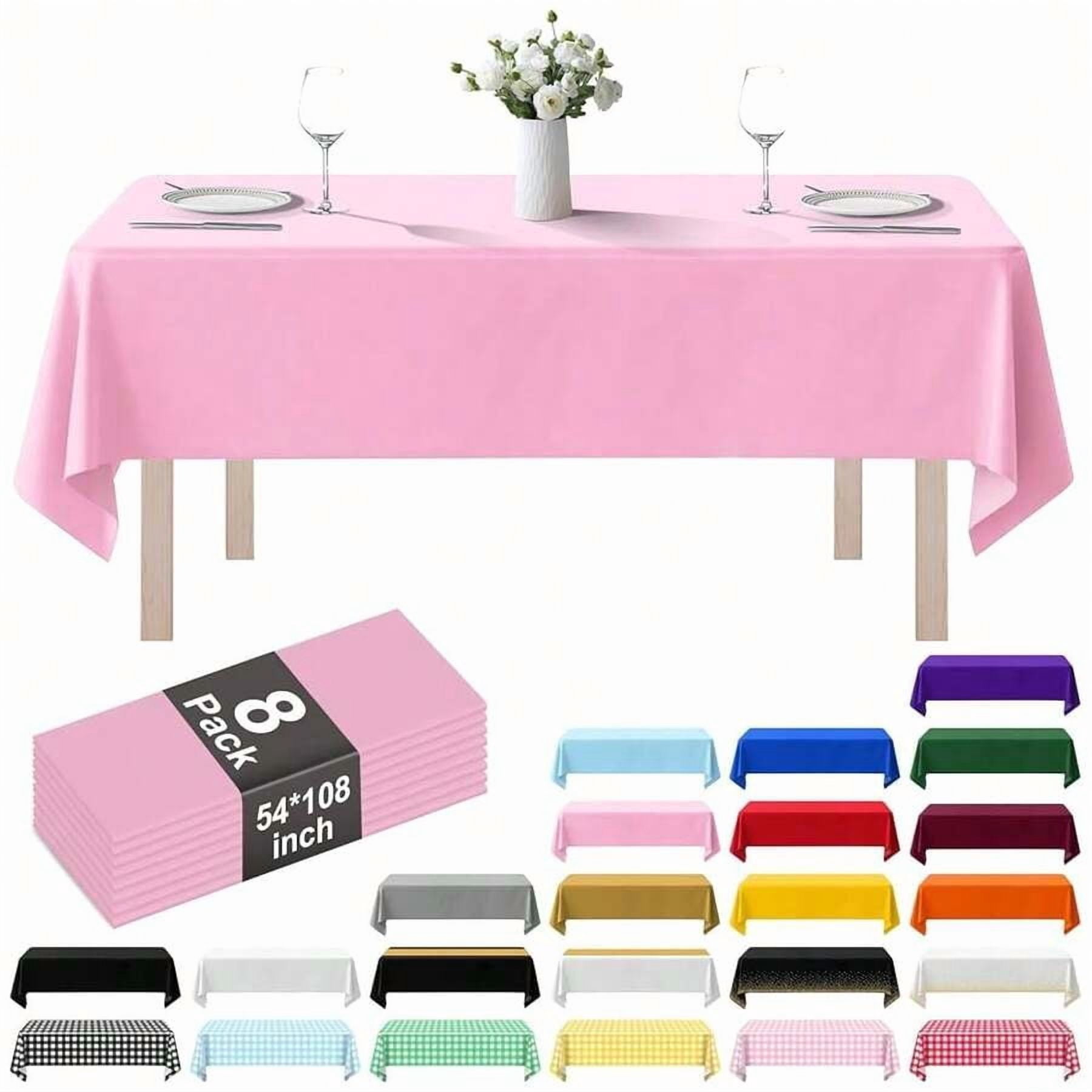 8 Pack Pink Solid Plastic Tablecloth 54x108 Inch Rectangular Disposable ...