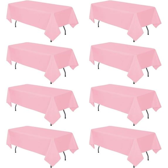 8 Pack Pink Tablecloth 60 x 126 Inch Rectangular Table Cover for 8 Foot ...