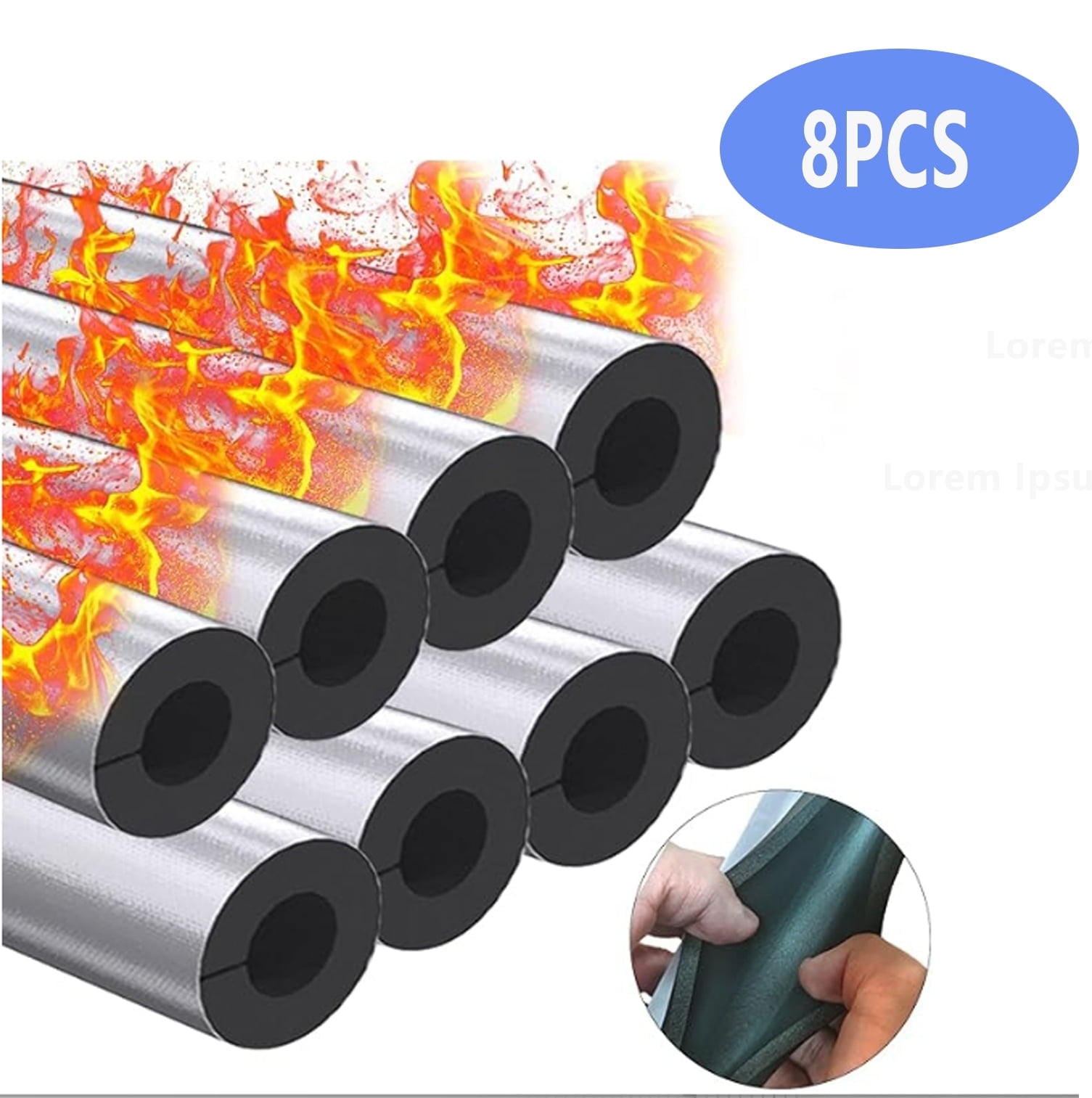 8 Pack Pipe Insulation Foam Tube, 3/4'' Self Adhesive Pre Slit Foam ...