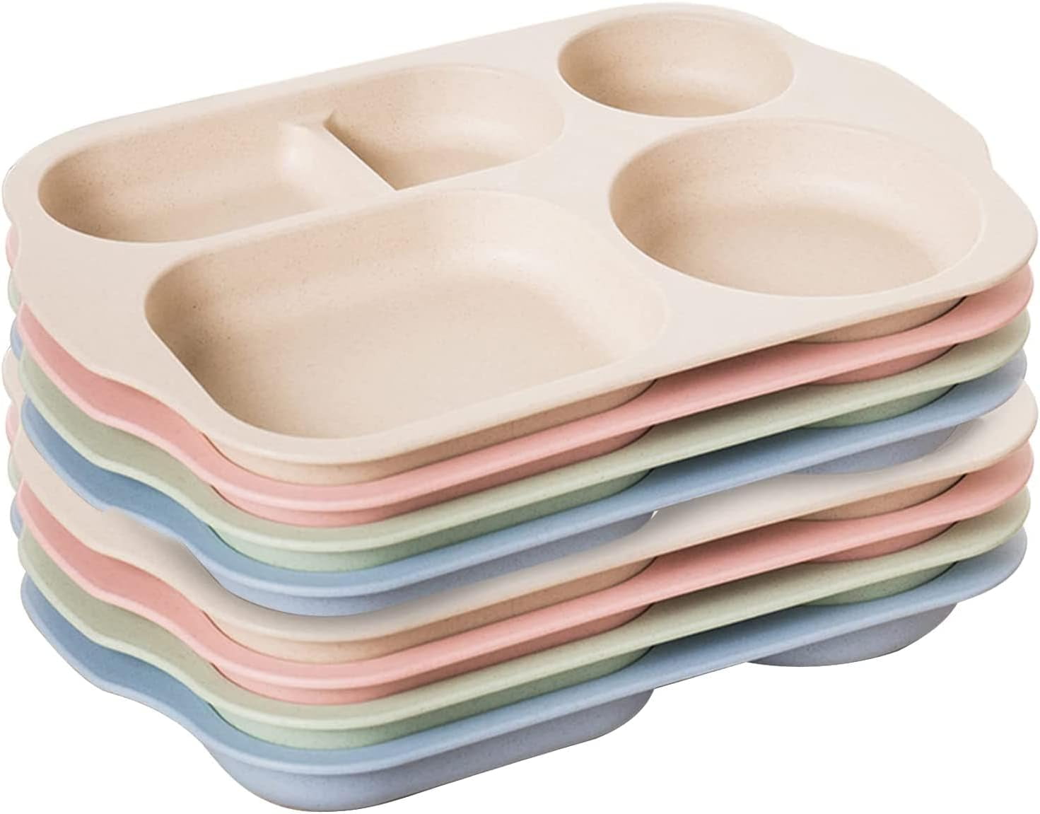 8 Pack Plastic Divided Plates Set-Sectioned Meal Camping Dishes for BBQ ...