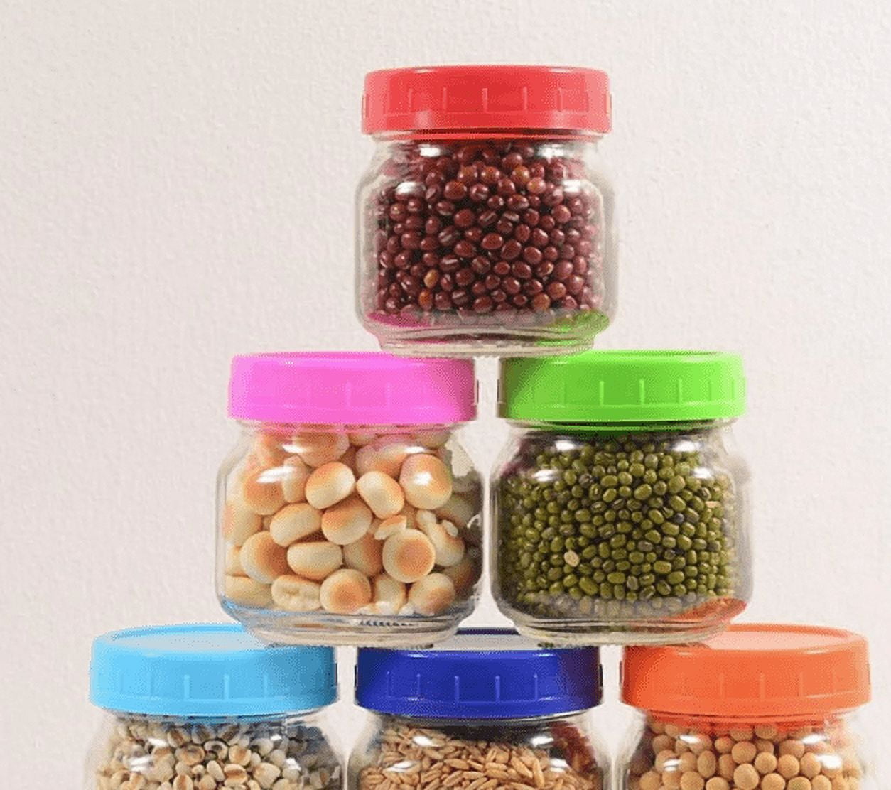 8 Pack Plastic Jar Lids,Wide Mouth & Regular,Food Storage Seals,Clear ...