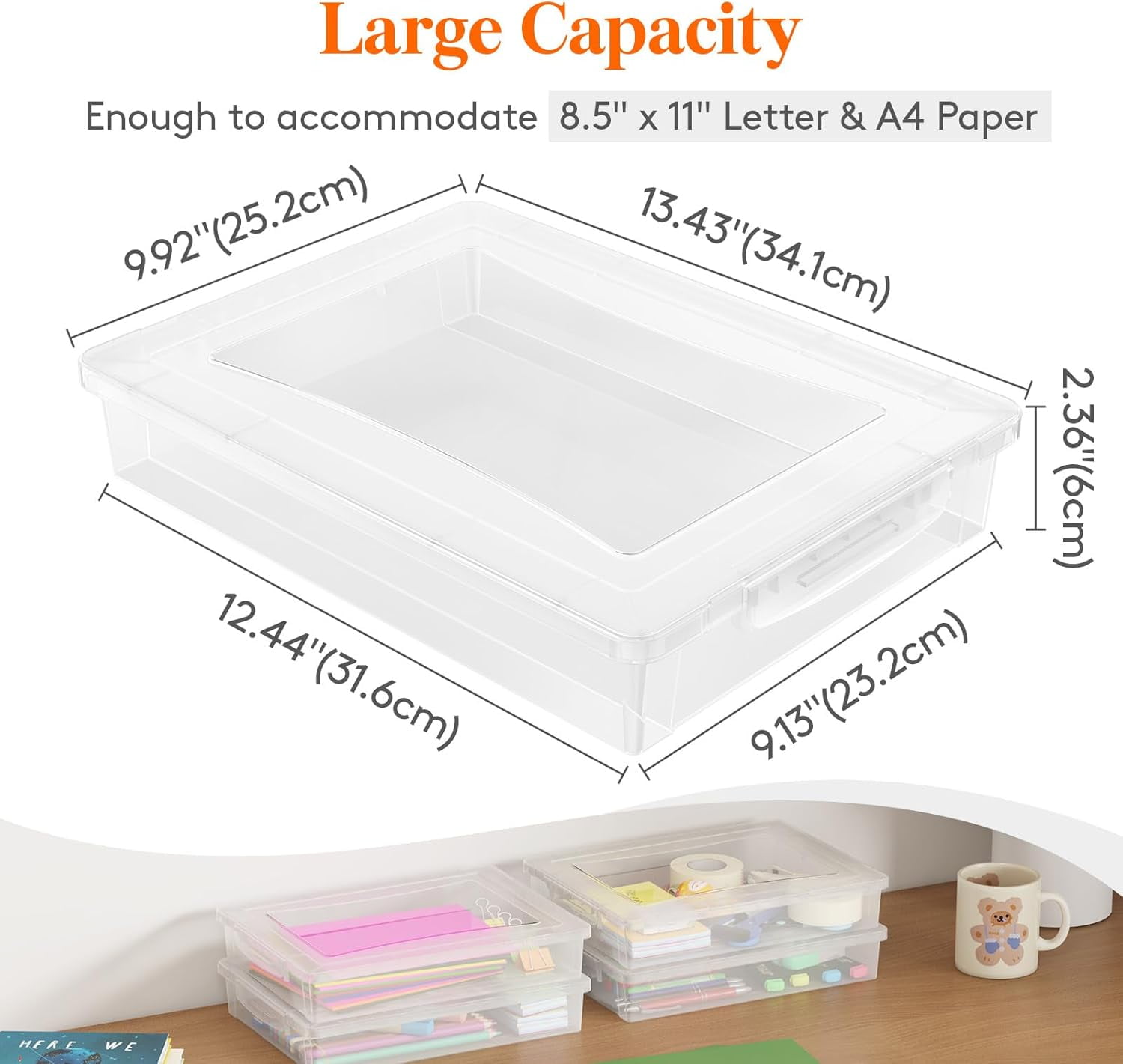 8 Pack Plastic Multi-Purpose Storage Box with Latching Lids, Clear A4 ...