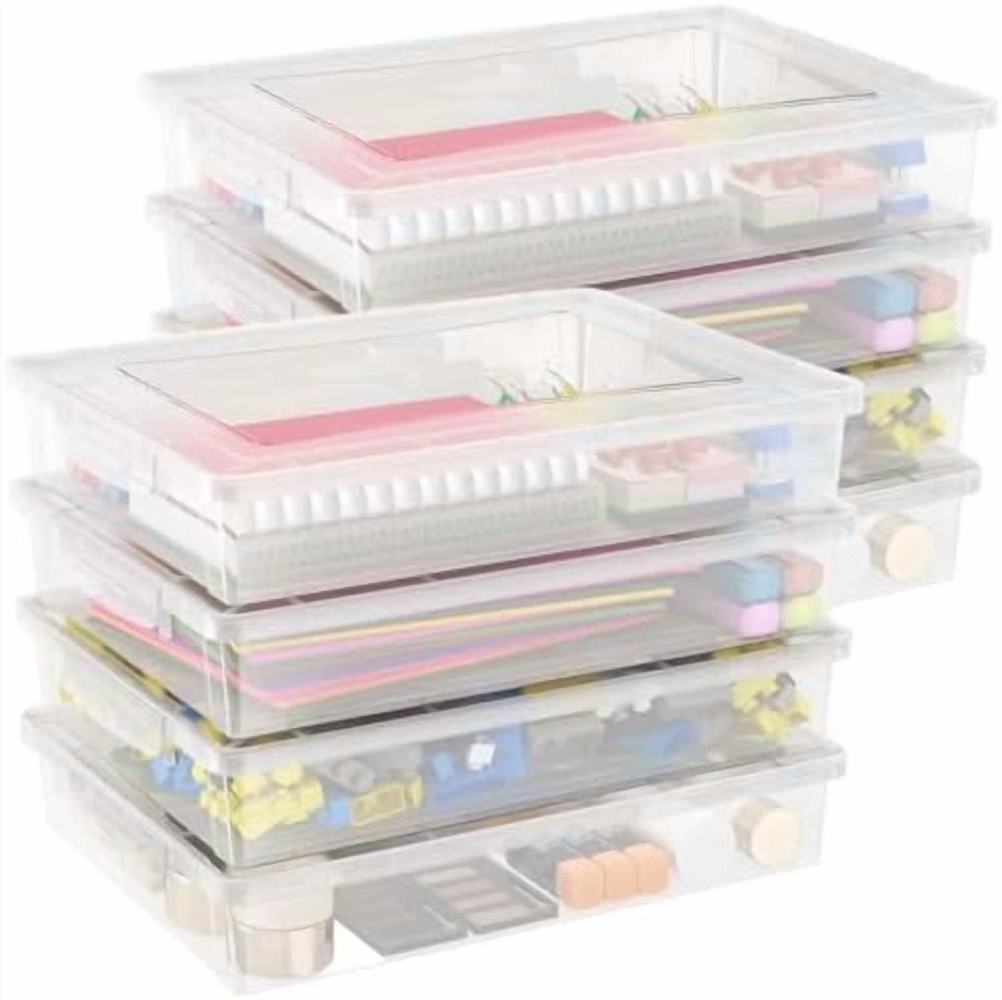 8 Pack Plastic Multi-Purpose Storage Box with Latching Lids, Clear A4 ...