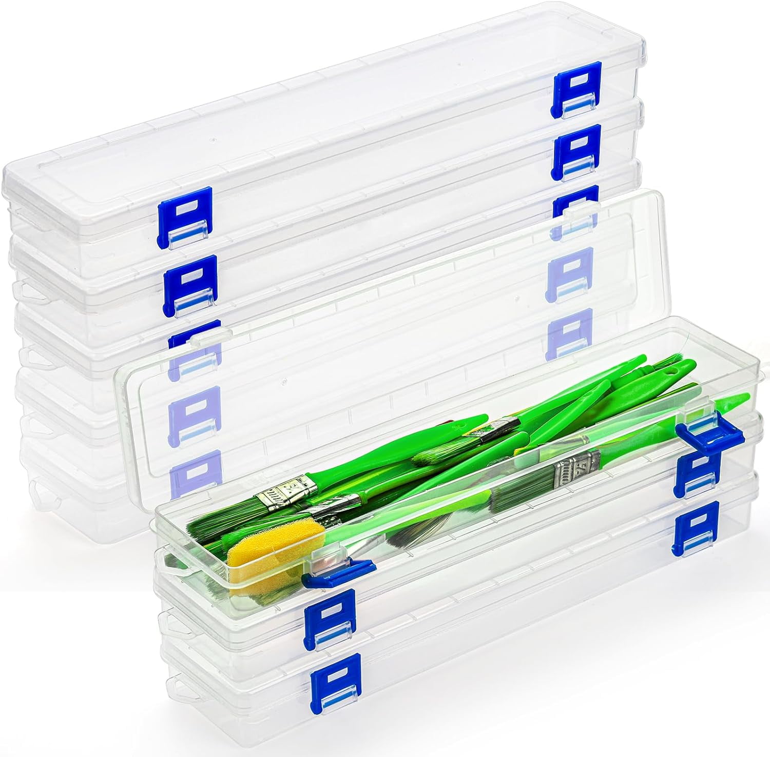 8 Pack Plastic Paint Brush Holder, 13" Long Translucent Watercolor Pens ...