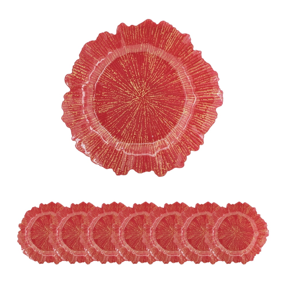 8 Pack Plastic Round Charger Plates，13" Plastic Reef Chargers for ...