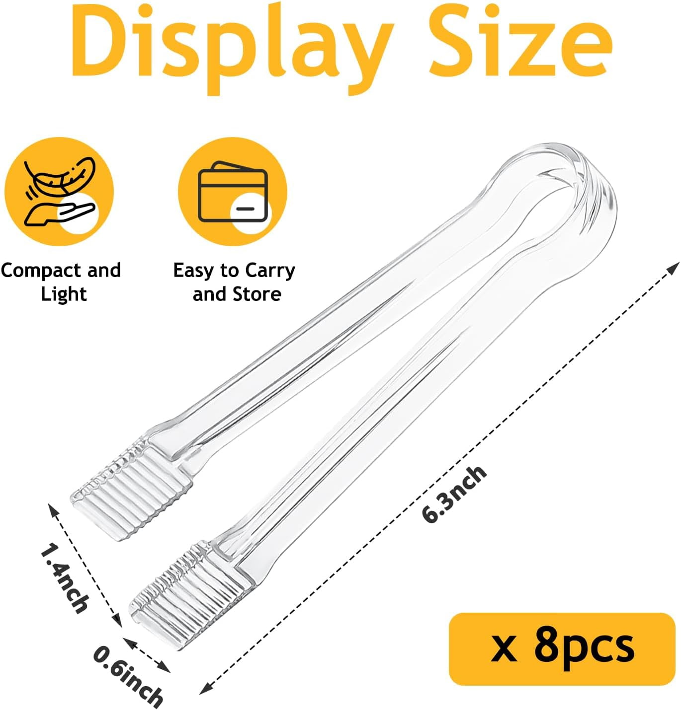 8 Pack Plastic Serving Tongs For Buffet, Small Clear Plastic Kitchen ...