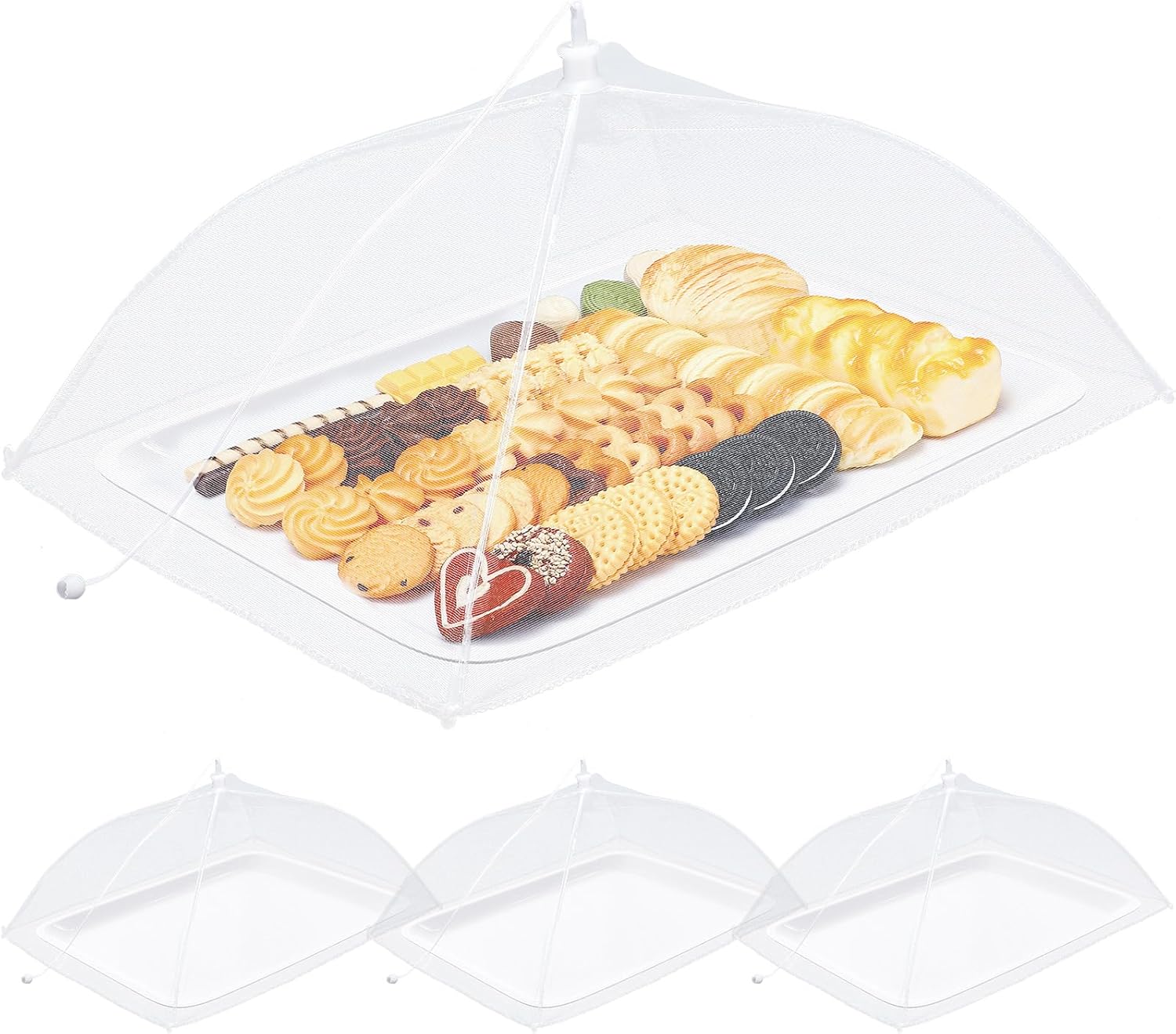 8 Pack Plastic Serving Trays with Food Covers 15" x 11" Reusable ...