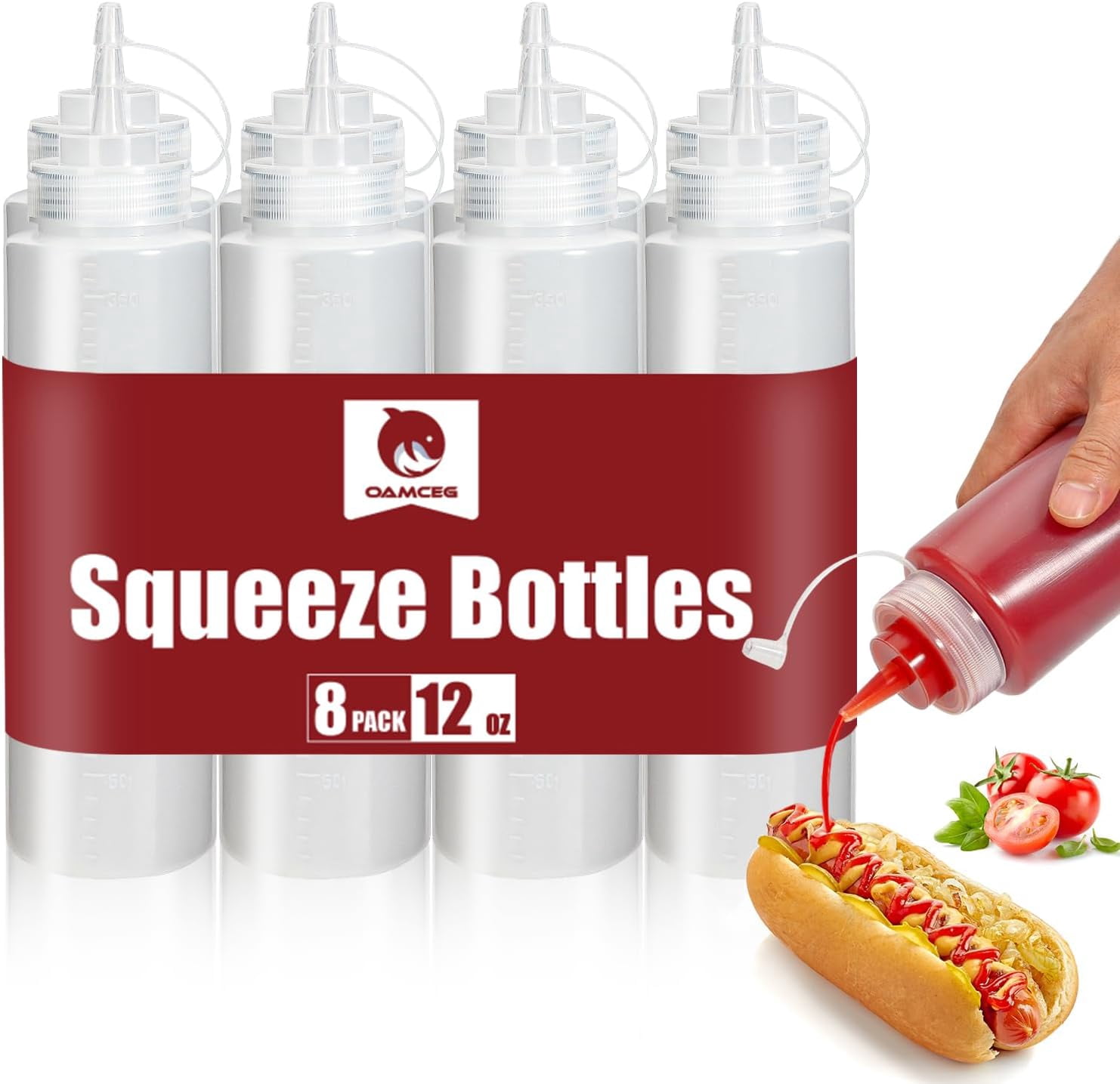 8 Pack Plastic Squeeze Bottles - 12 OZ Durable Condiment Squeeze Squirt ...