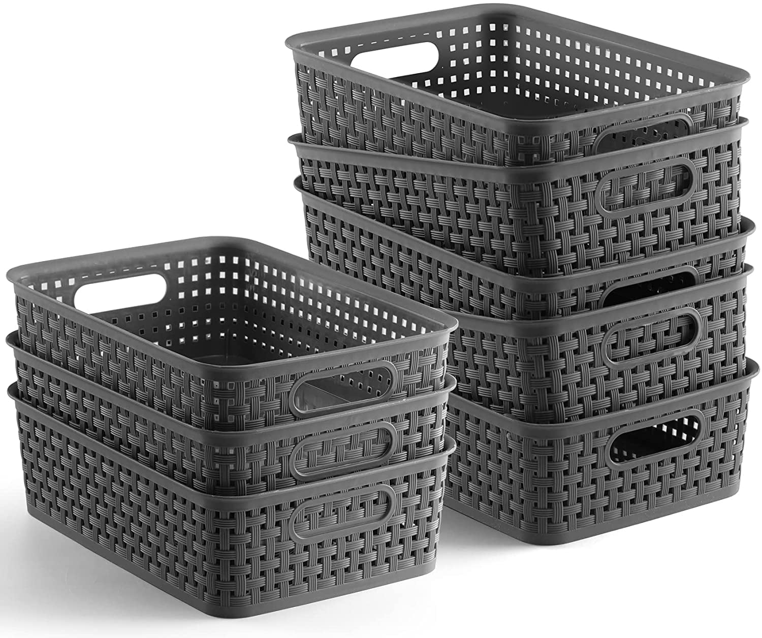 [ 8 Pack ] Plastic Storage Baskets, Small Pantry Organization and ...