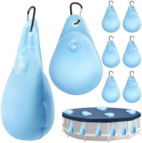 8 Pack Pool Cover Weights with Hooks Thick PVC Pool Cover Weights Bags ...