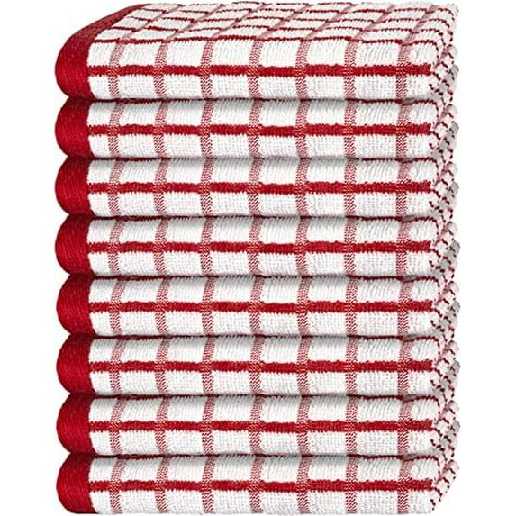 8 Pack Premium Dish Towels for Kitchen, with Hanging Loop - Heavy Duty ...
