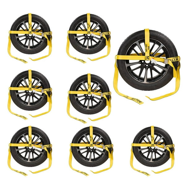 8 Pack Products Heavy Duty Car Tie Down Straps for Trailers 2 x 10 Durable Webbing Car Hauler Straps 10 000 lbs Break Strength Tire Straps for A
