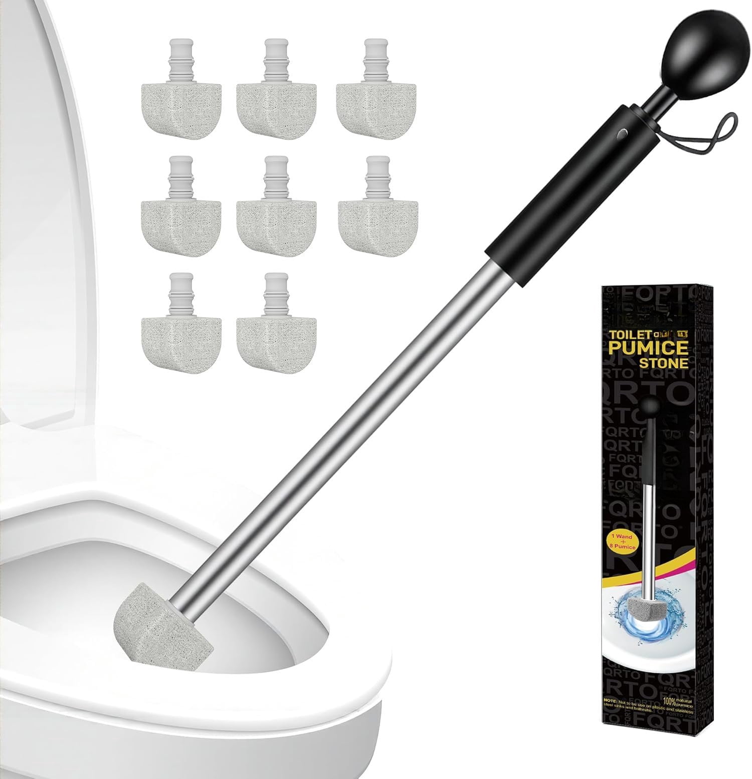 8-Pack Pumice Stone Toilet Cleaner with Long Handle - Hard Water ...