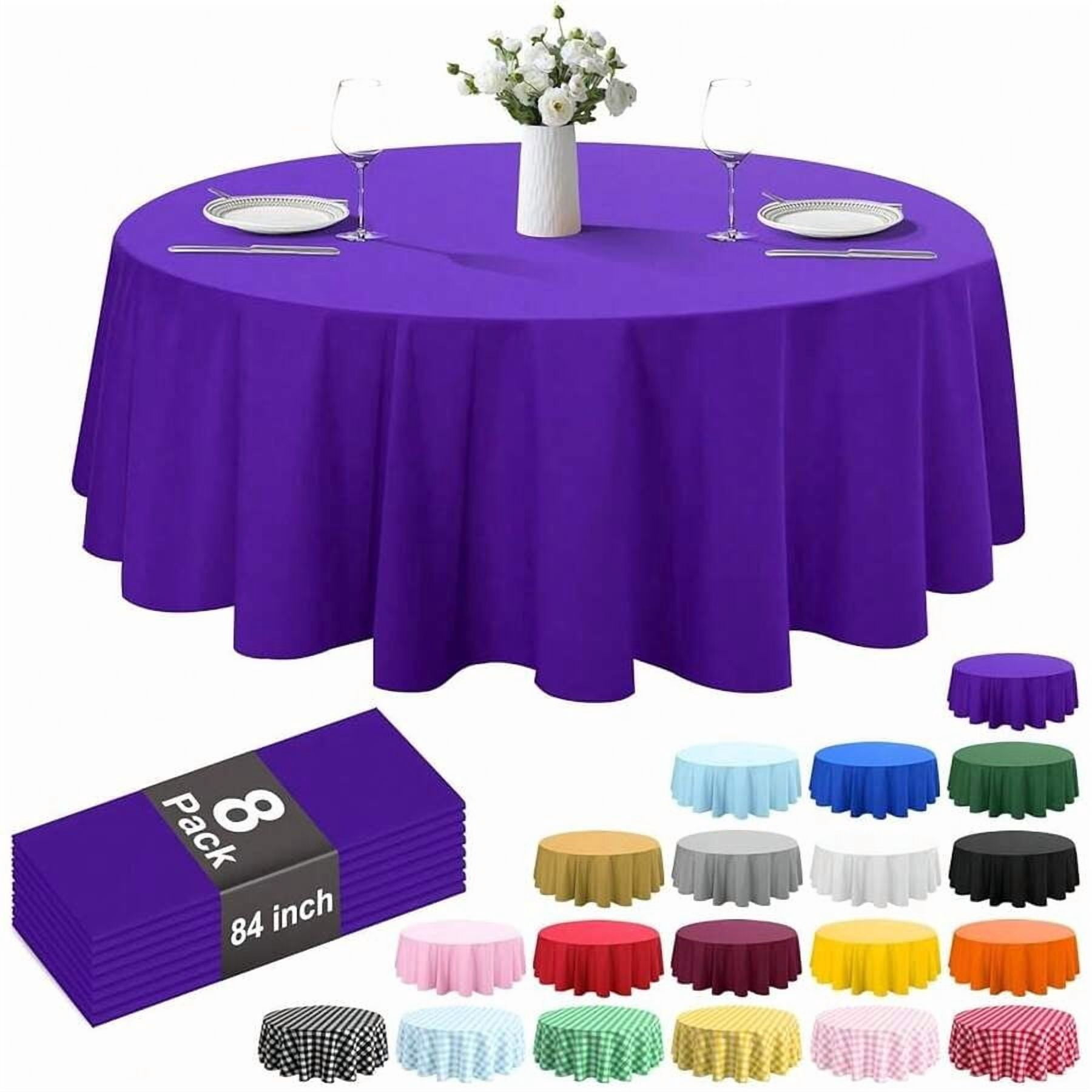 8 Pack Purple Solid Plastic Tablecloth 84 Inch Round Disposable Table ...