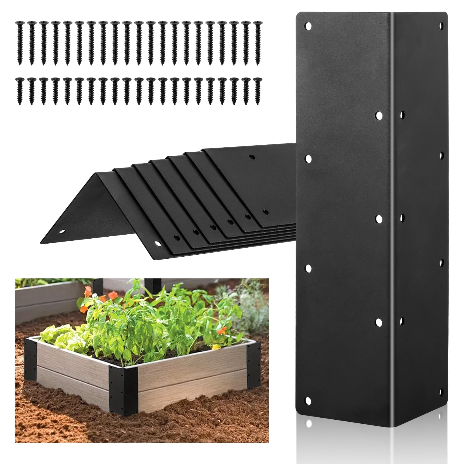 8 Pack Raised Beds Corner Brackets 11 in Metal L Brackets for with ...