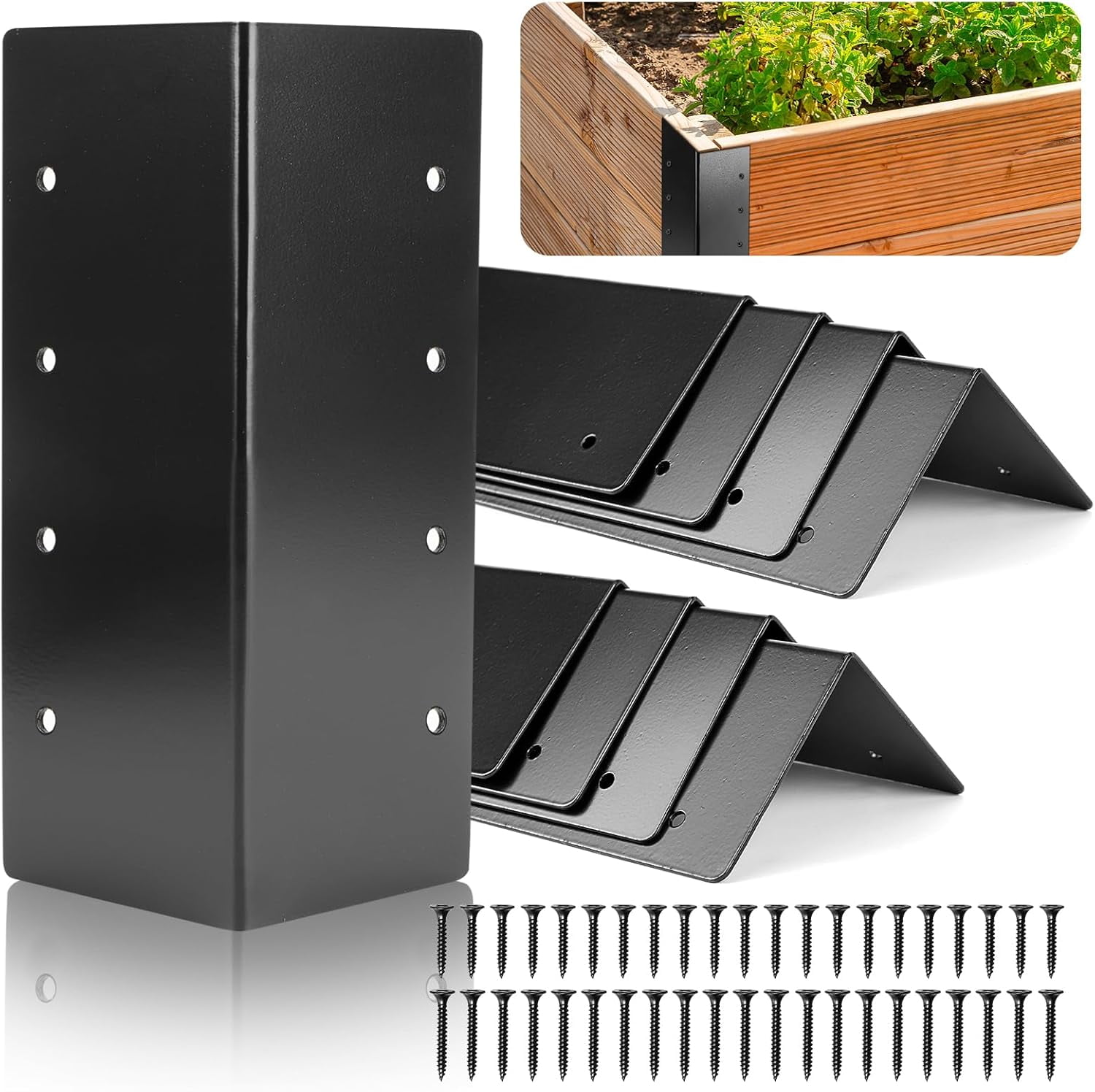 8 Pack Raised Garden Bed Corner Brackets, Metal Corner Brackets for 9 ...