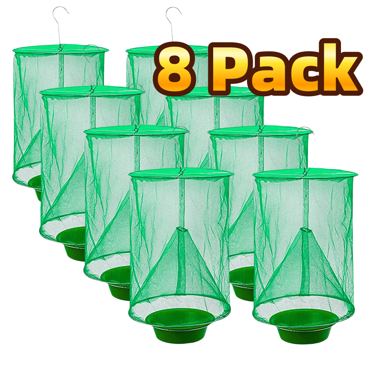 8 Pack Ranch Fly Trap - Reusable Fly Trap With Tray For Indoor Outdoor ...