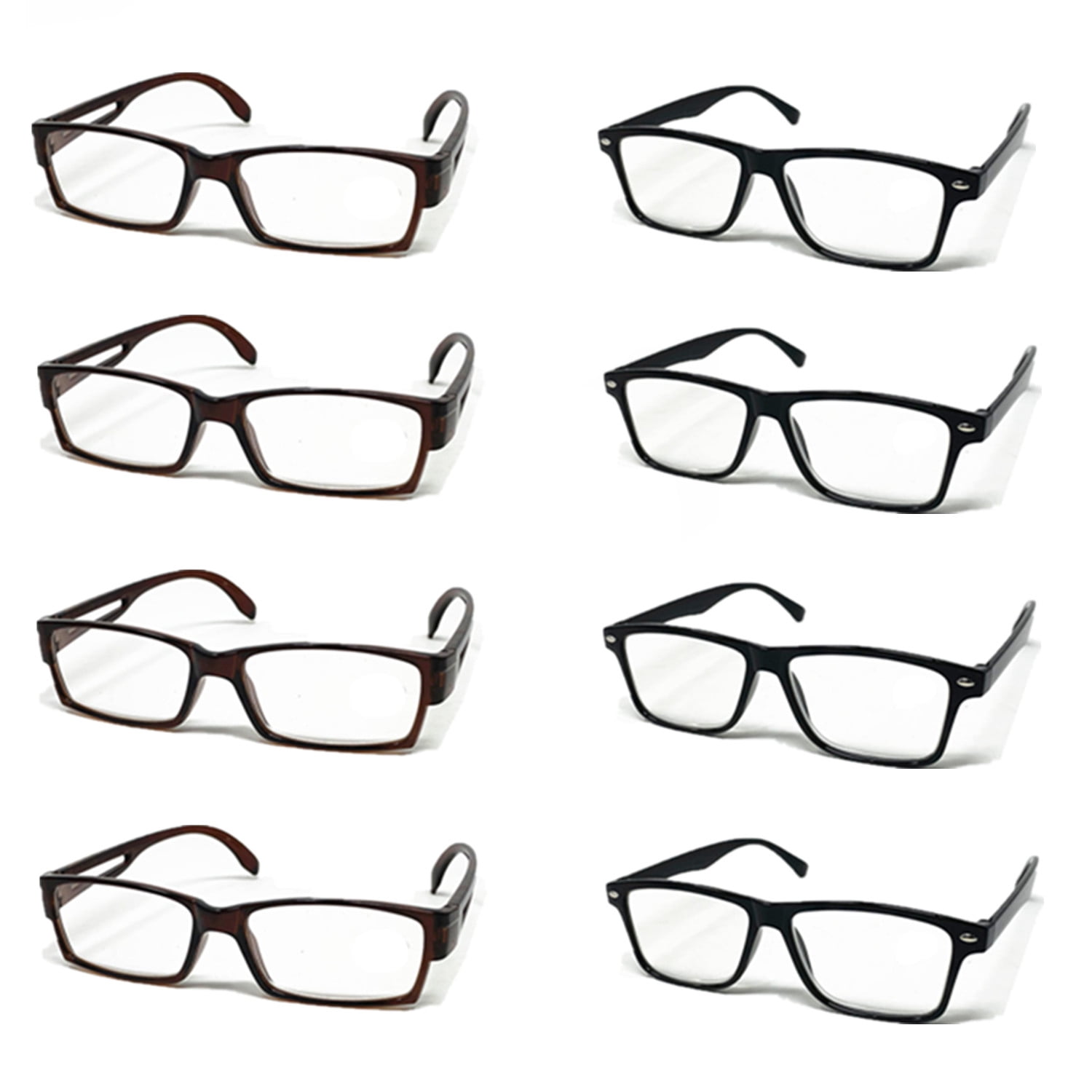 8 Pack Reading Glasses Men Women Unisex Readers Square Rectangle Frame 150