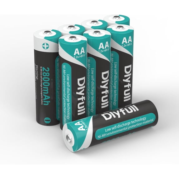 8 Pack Rechargeable AA Batteries with 2800mAh High Capacity Low Self ...