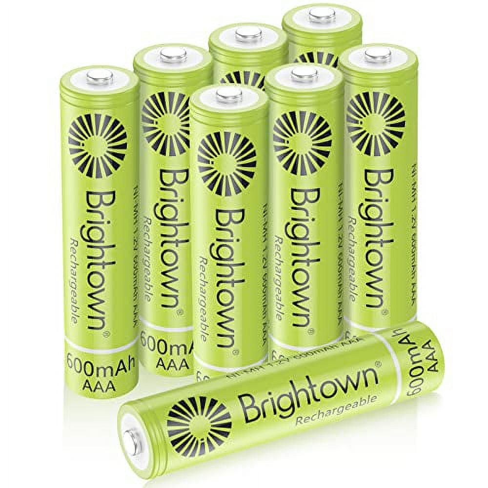 8-Pack Rechargeable AAA Batteries 600mAh, NiMH 1.2V Pre-Charged Triple ...