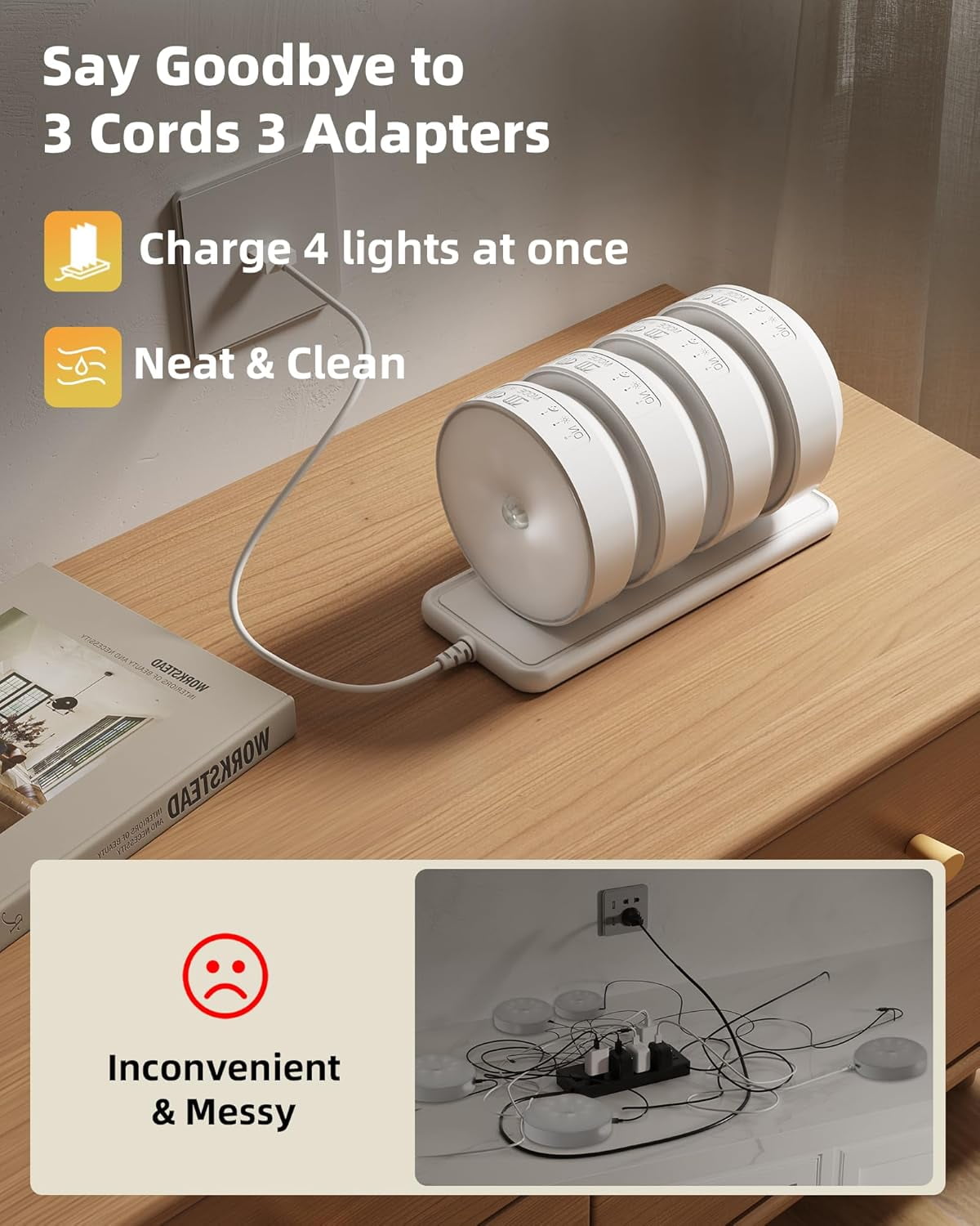 8 Pack Rechargeable Motion Sensor Closet & Under Cabinet Lights ...