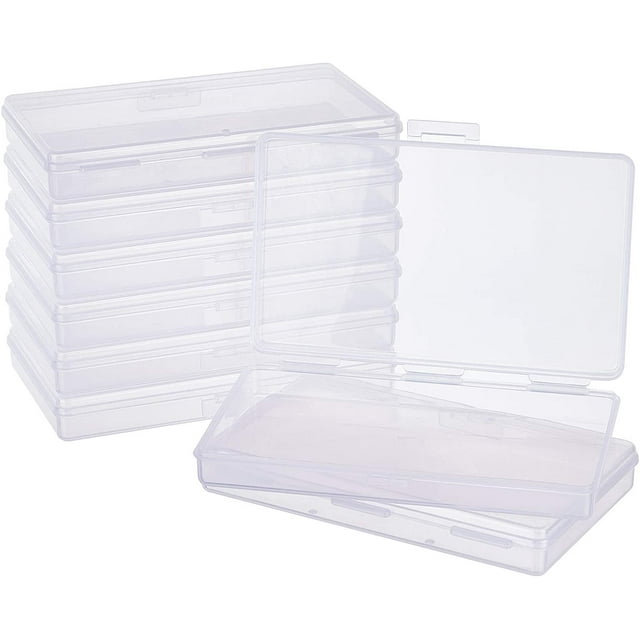 8 Pack Rectangle Clear Plastic Storage Box with Double Hinged Lids ...
