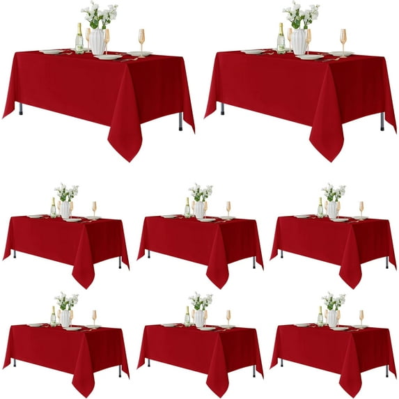 8 Pack Rectangle Tablecloths: Stain Resistant Wrinkle Free Table ...