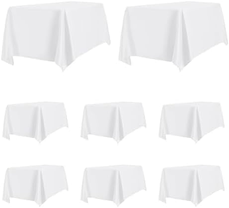8 Pack Rectangle White Table Cloths 60 x 102 Inch for 6Ft Tables, Stain ...