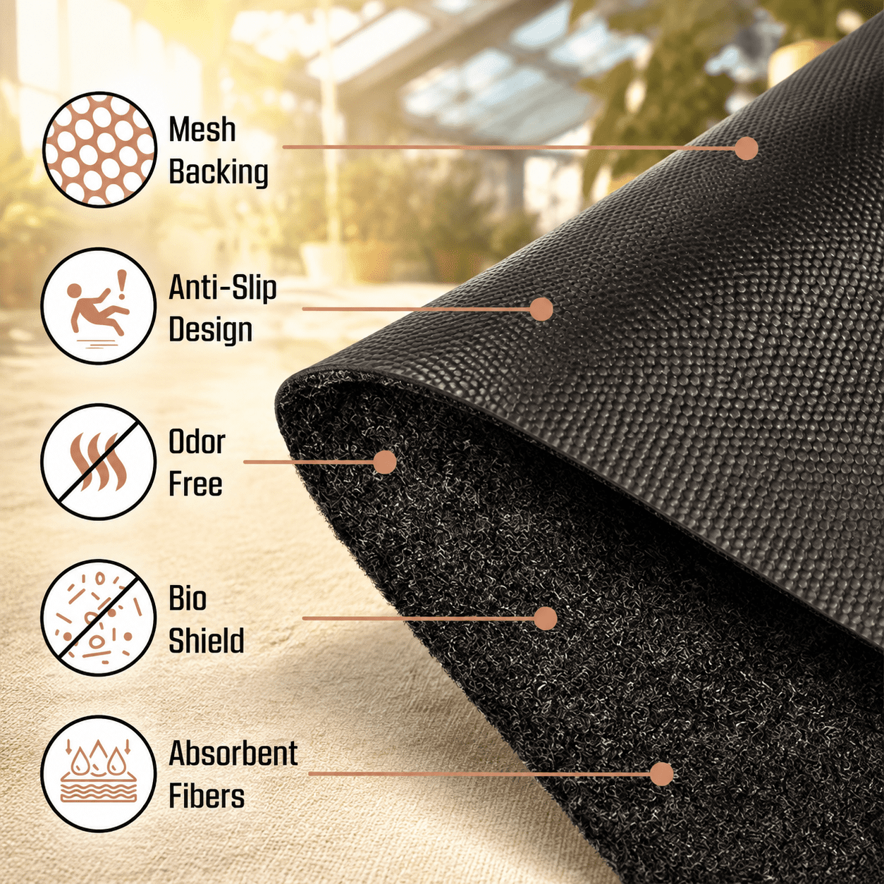 8 Pack Rectangular Disposable Urinal Floor Mats, Black Non-slip Odor ...