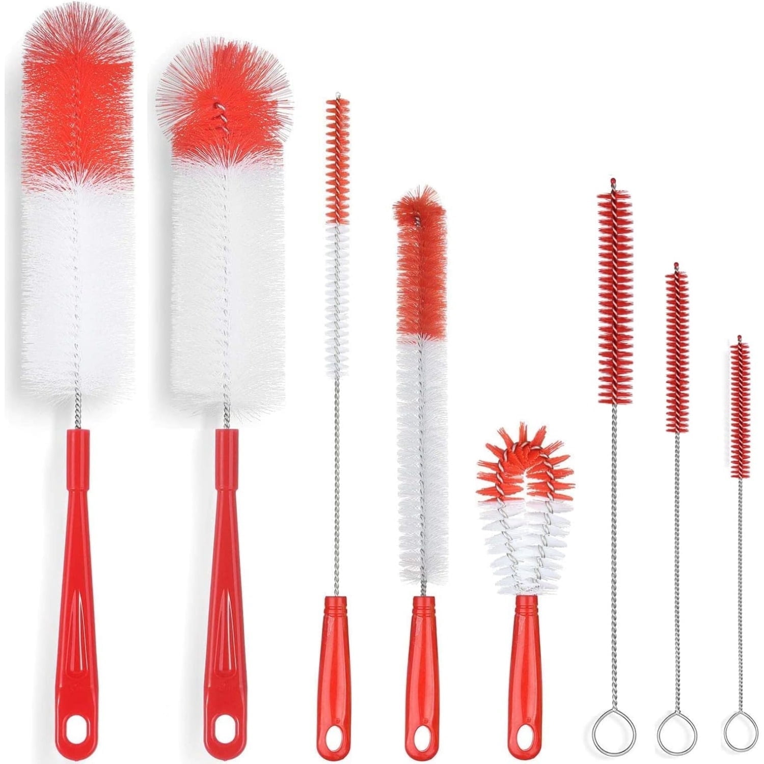 8-Pack Red Bottle Brush Cleaner Set - Long Large Cleaing Brush for ...