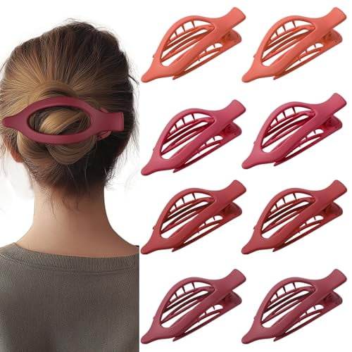 8 Pack Red Flat Hair Clips – Matte Large French Red Claw Clips for ...