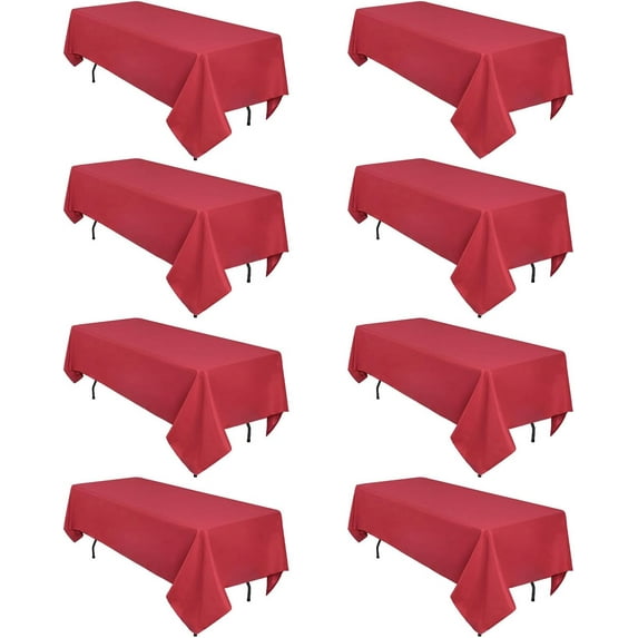 8 Pack Red Tablecloth 60 x 102 Inch Rectangular Tablecloths for 6 Foot ...