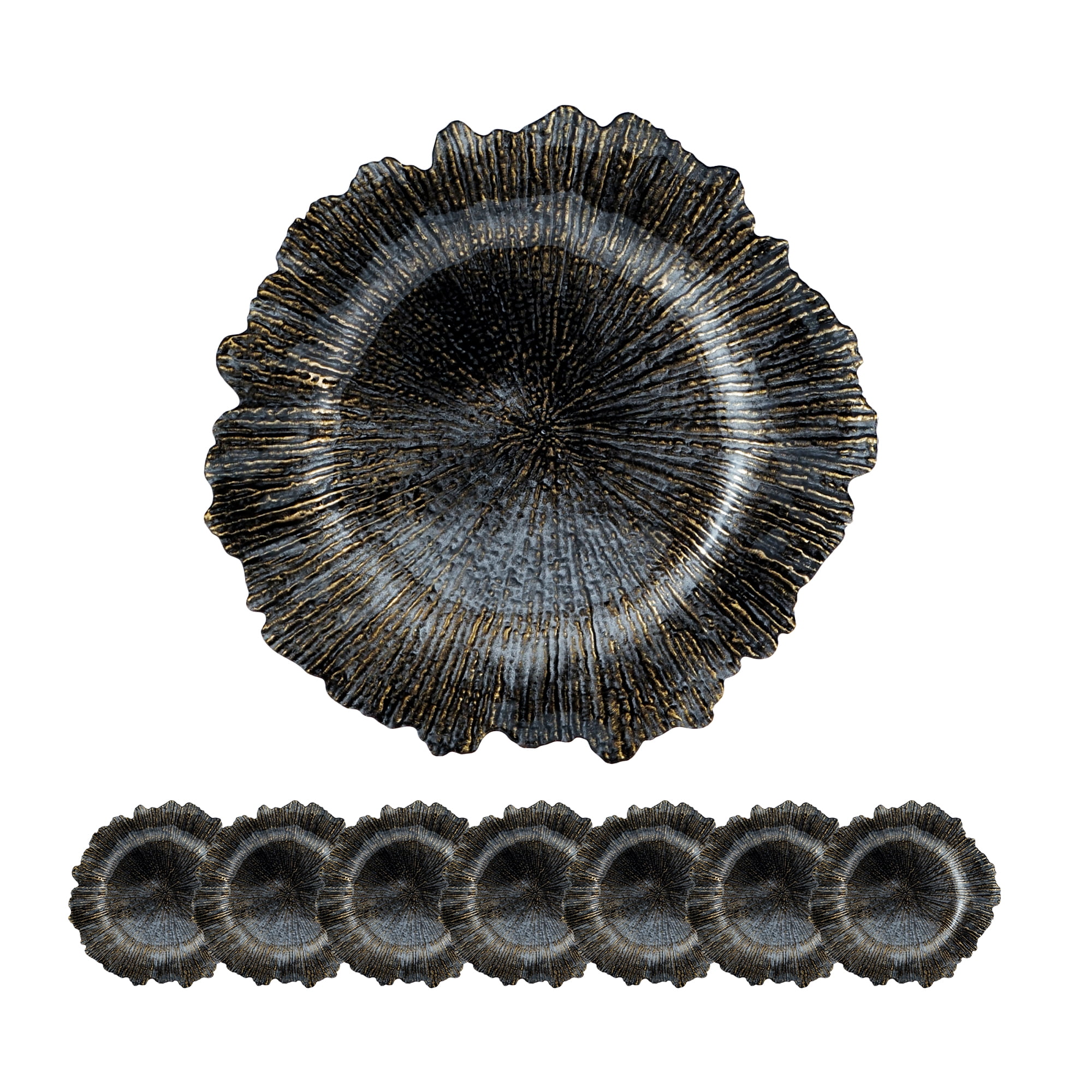 8 Pack Reef Plastic Charger Plate,D13",Black Plastic Kitchen ...