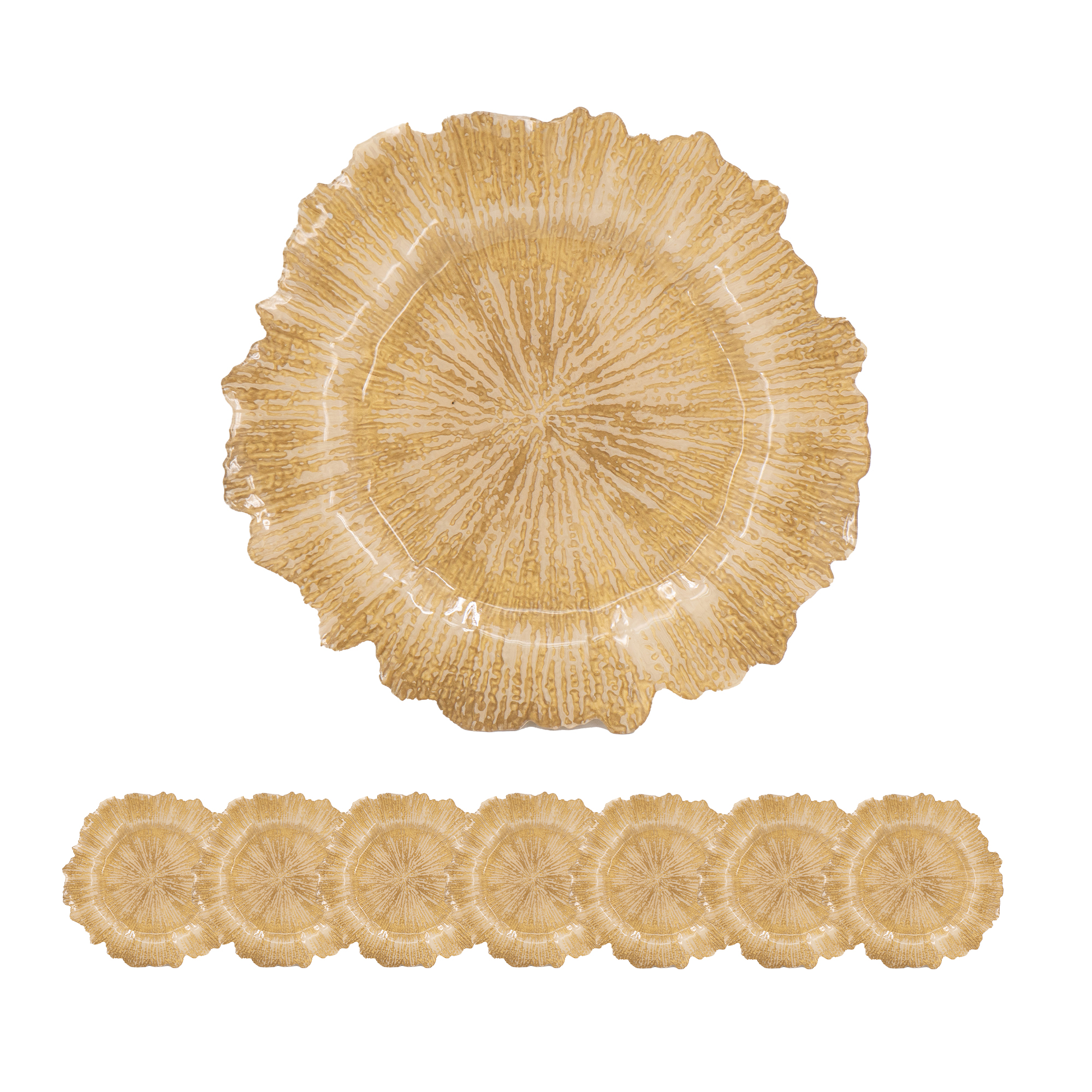 8 Pack Reef Plastic Charger Plate,D13",Gold Plastic Kitchen Accessories ...