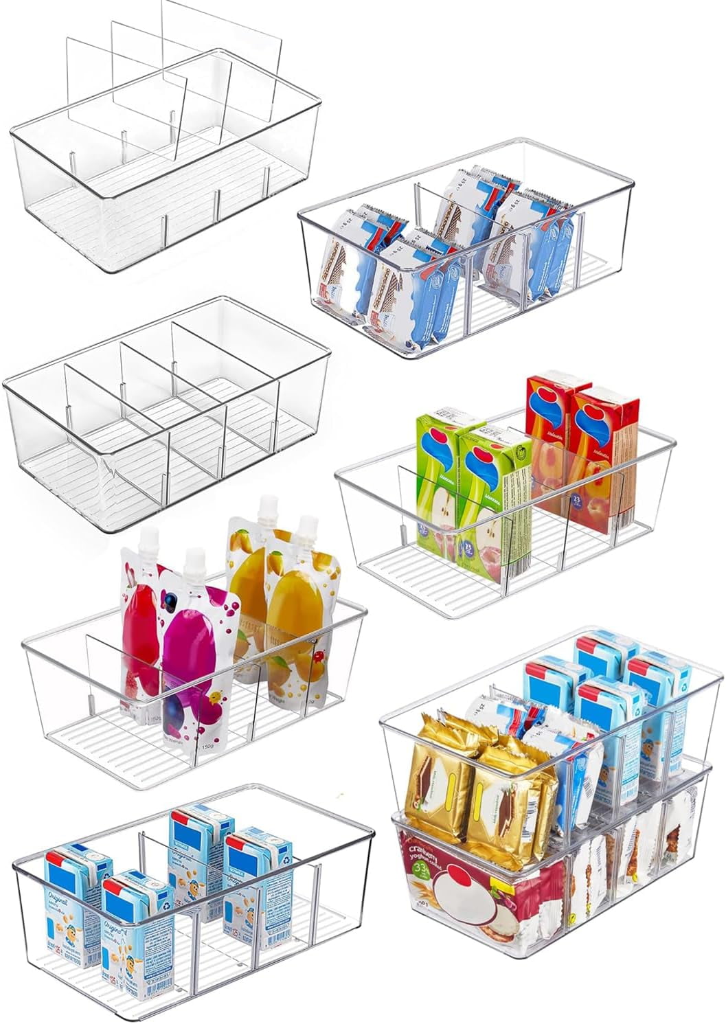 8 Pack Refrigerator Organizers and Storage,Clear Plastic Storage Bins ...