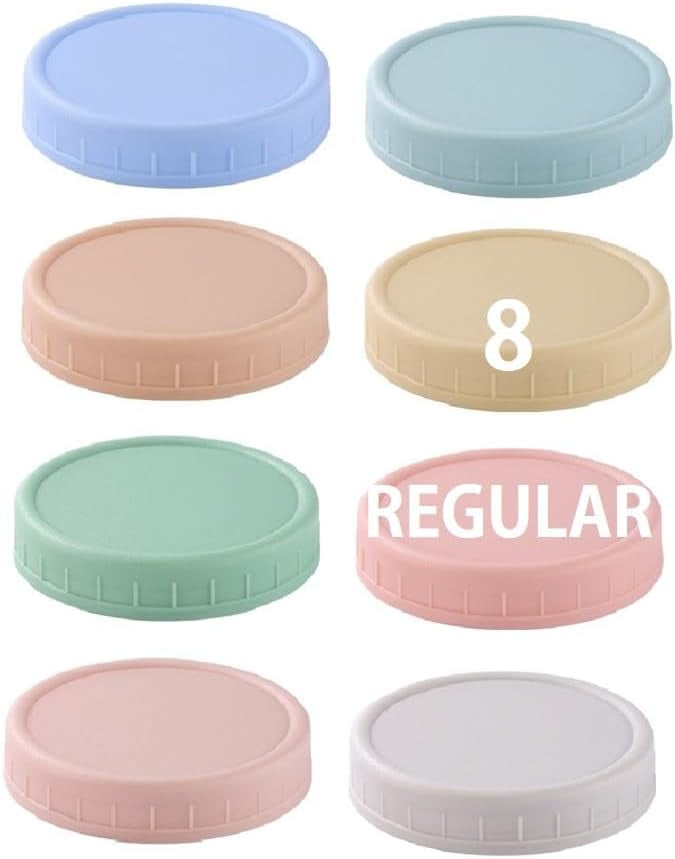8 Pack Regular Mouth Plastic Mason Jar Lids – 70mm Colored Canning Tops ...