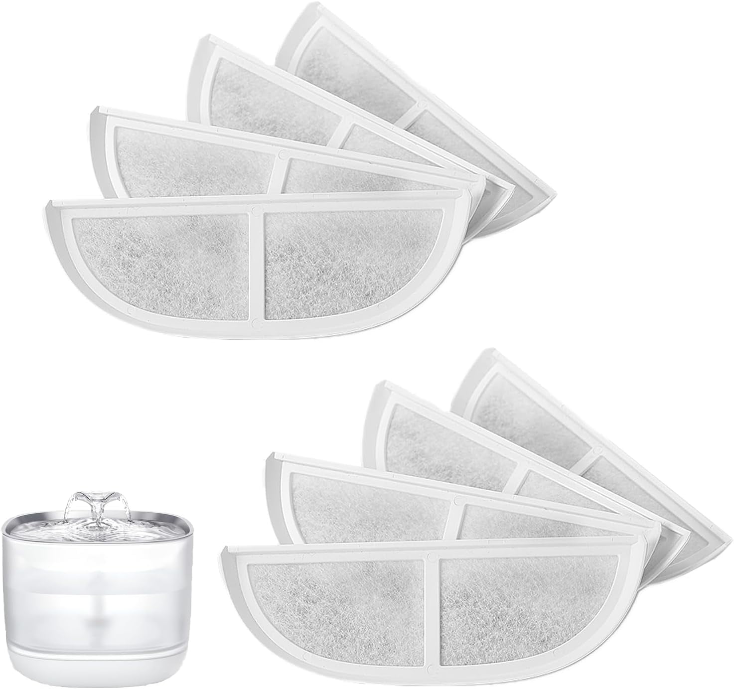 8 Pack Replacement for Pet Water Fountain Filter : Replace Filter Kit ...