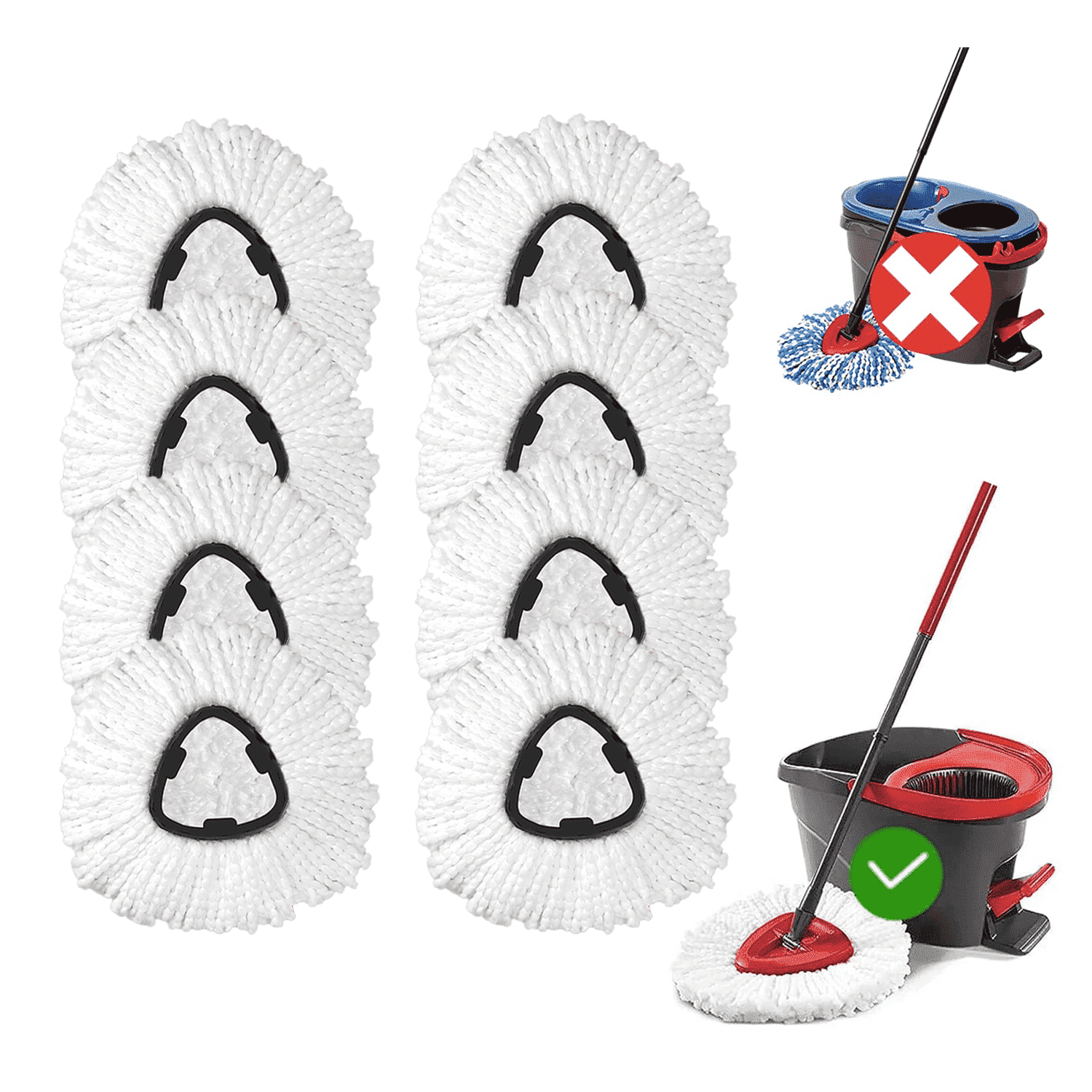 YIBIDE Microfiber Spin Mop Replacement Heads 8 Pack, Machine Washable ...