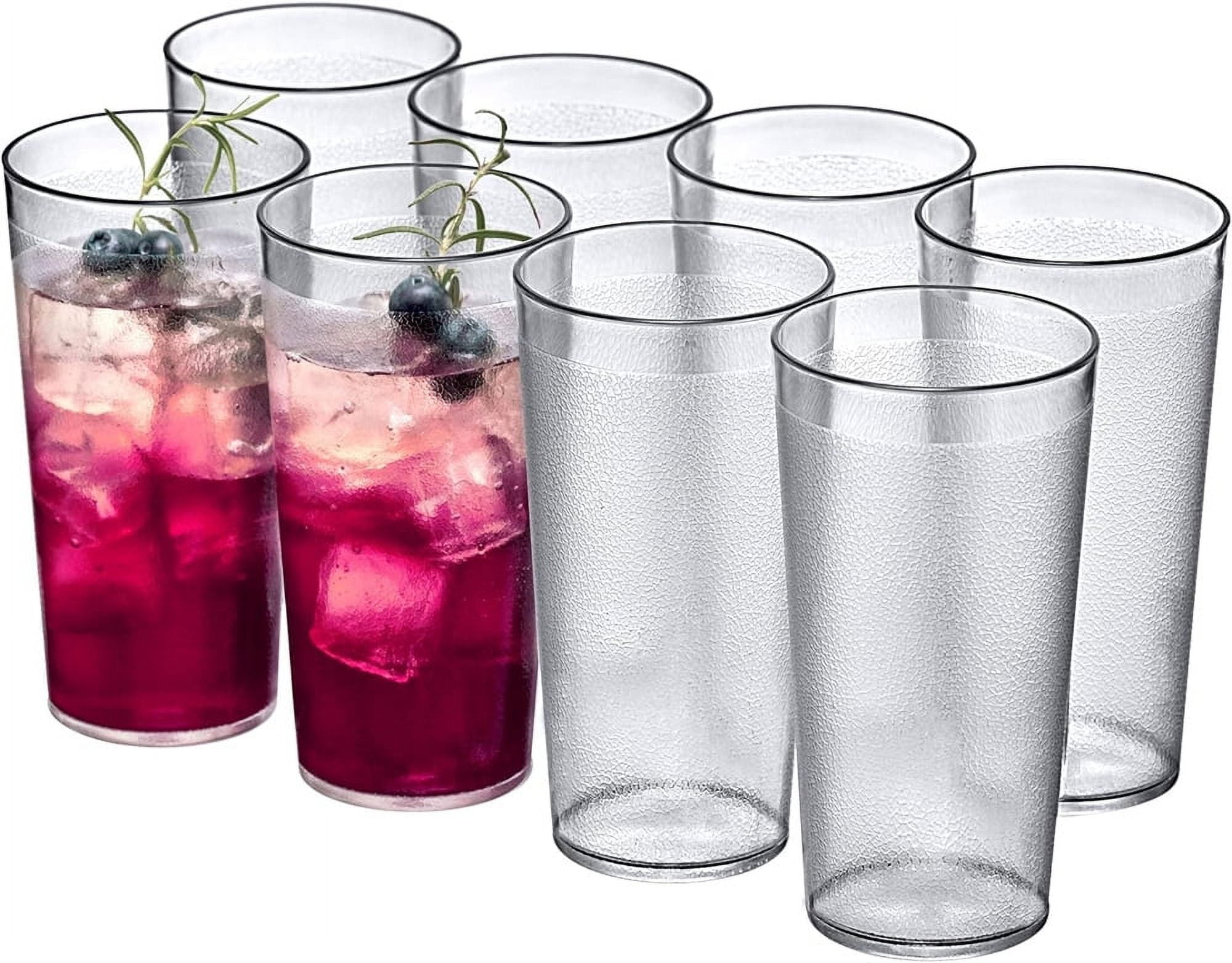 8 Pack Restaurant Grade 16oz Clear Plastic Cup Break Resistant Drinking ...