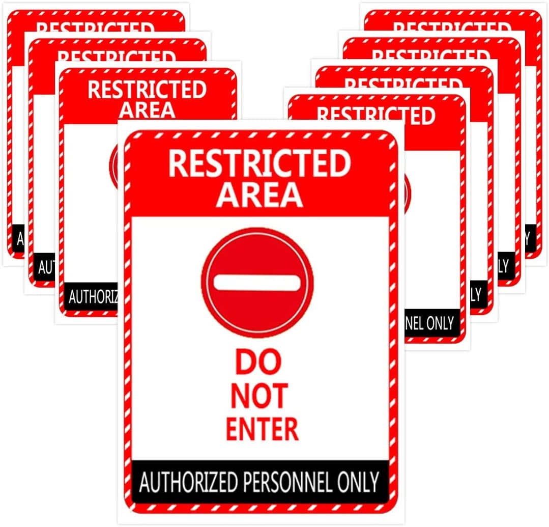 8 Pack Restricted Area Sign Stickers Authorized Personnel Only Do Not ...