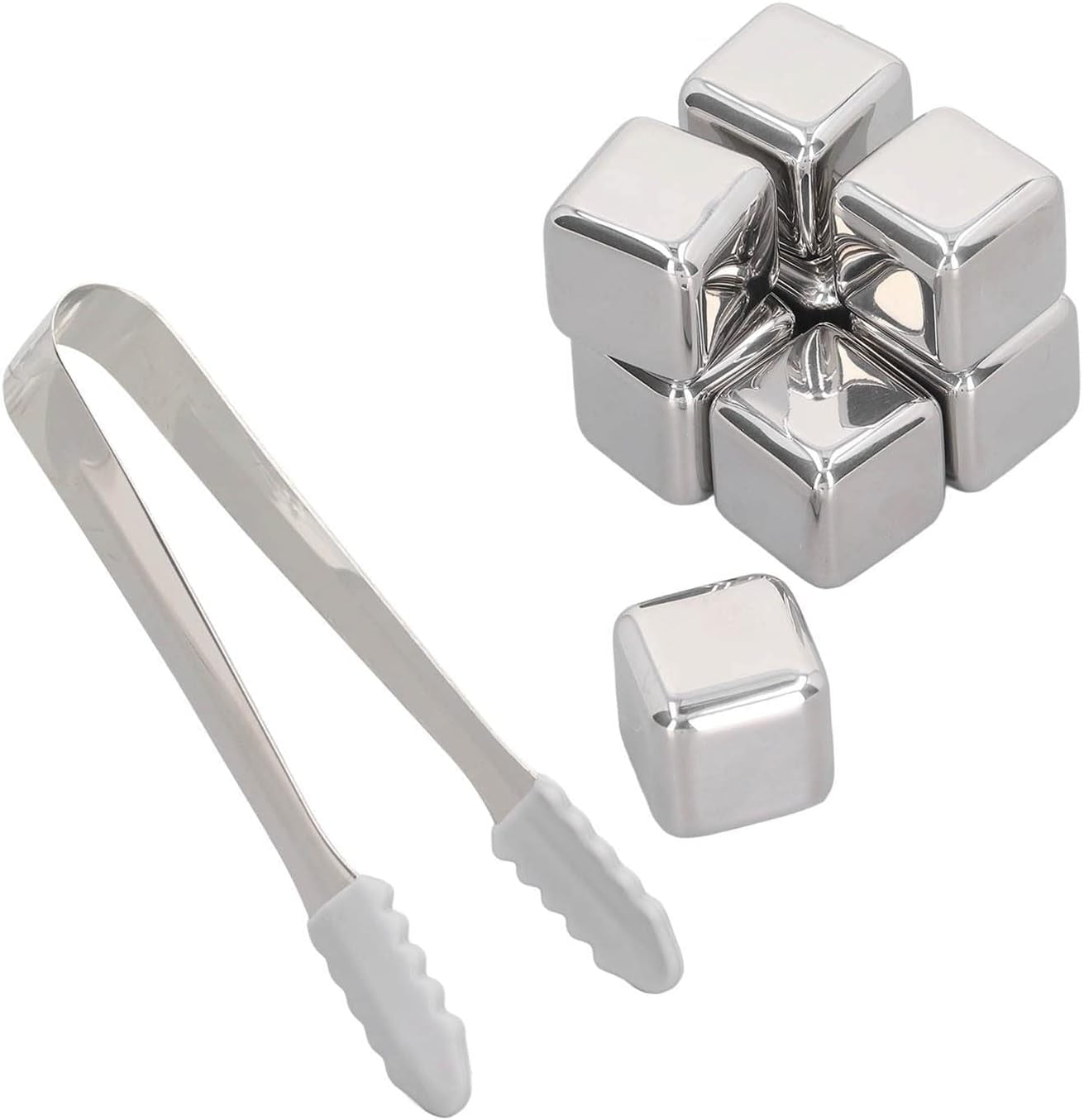 8 Pack Reusable Stainless Steel Ice Cubes Whiskey Stones Set reusable ...