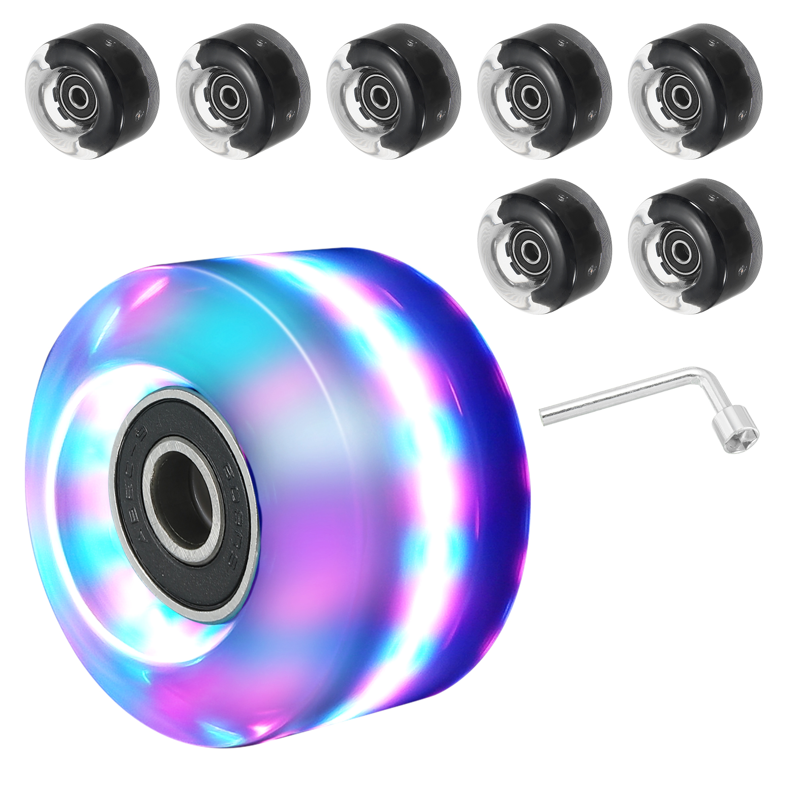 8 Pack Roller Skate Wheels Set,58mm 82A Light Up Skateboard Cruiser ...